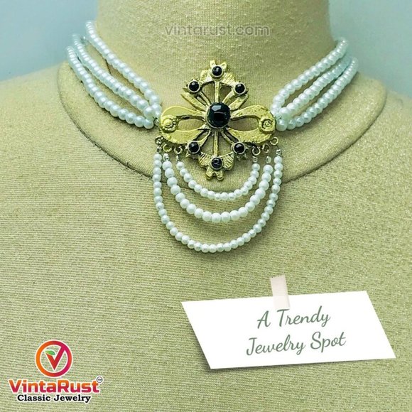 Jewelry | Pearls Jewelry Set Neutral Color Pearls With Brass Motif ...